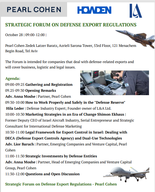 Strategic Forum on Defense Export Regulations - Pearl Cohen